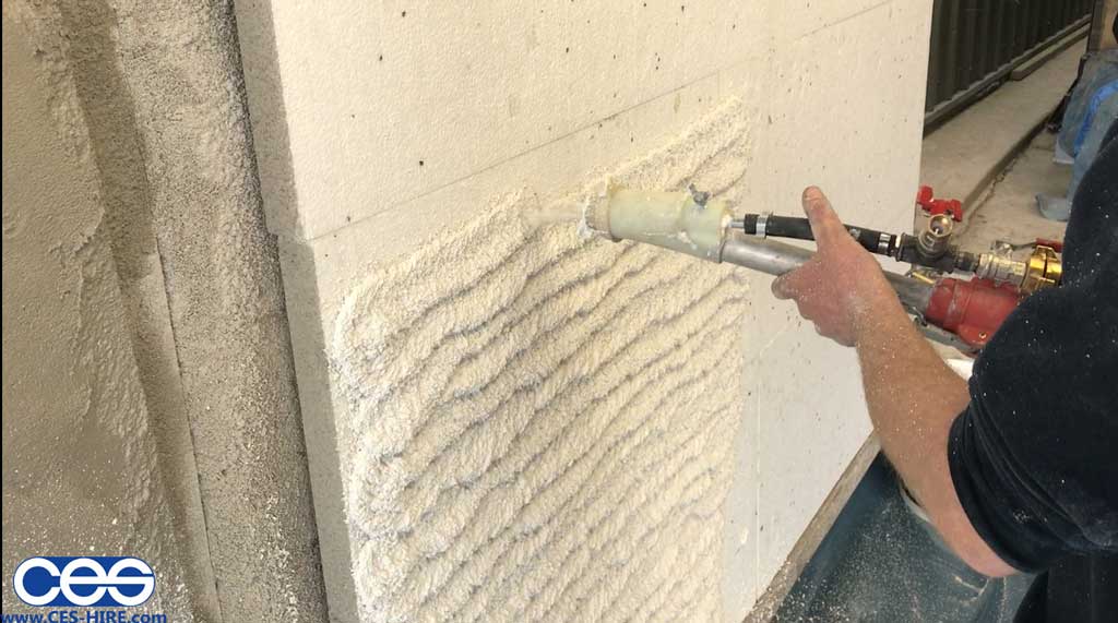 Machine Applying (Spraying) K Rend Renders - CES Hire